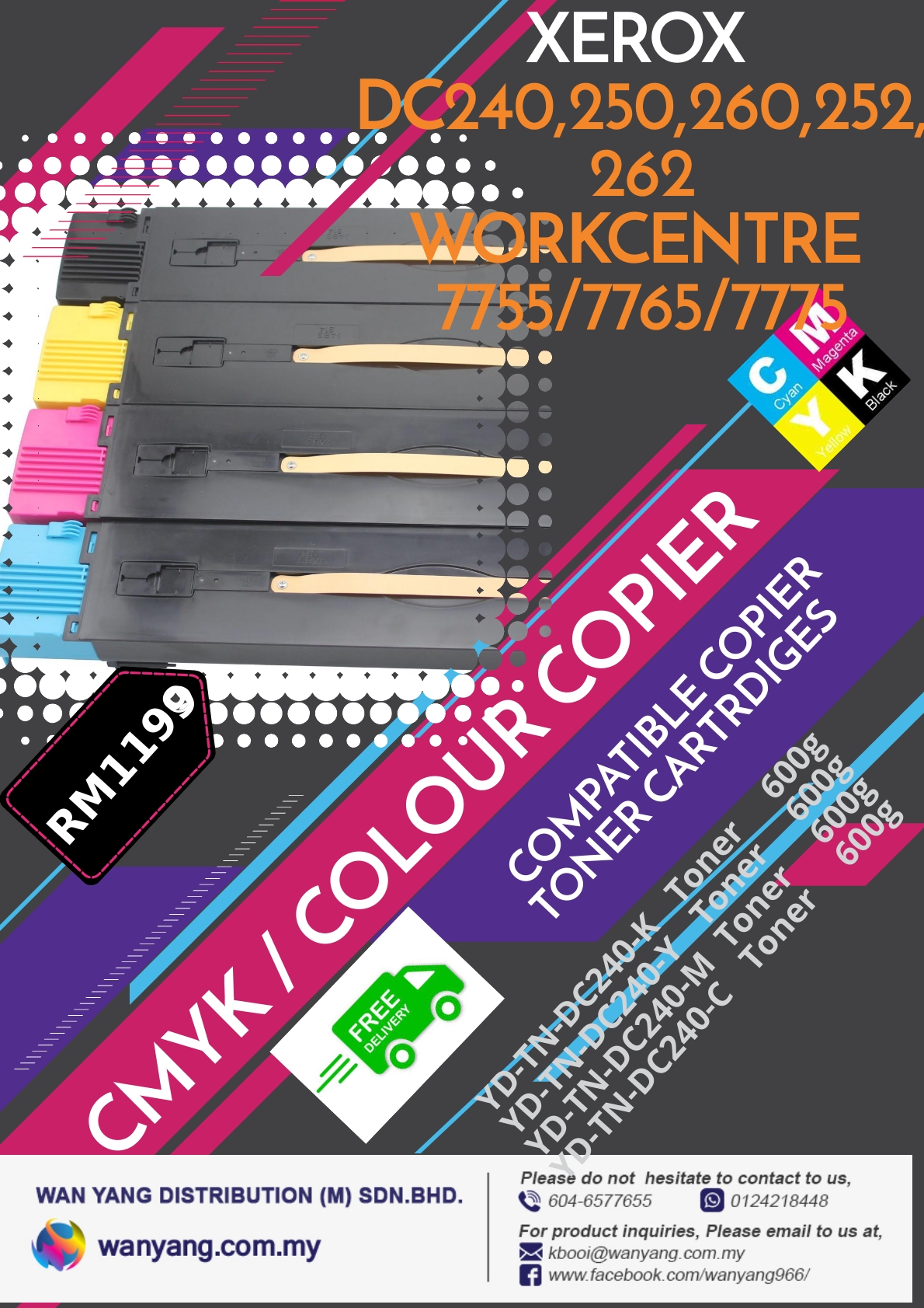 Xerox DC240,250,260,252,262 COLOUR COPIER TONER CARTRIDGE - WAN YANG ...